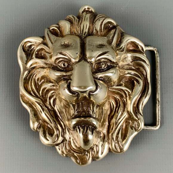 Vintage | Accessories | Vintage Silver Metal Lions Head Belt Buckle ...